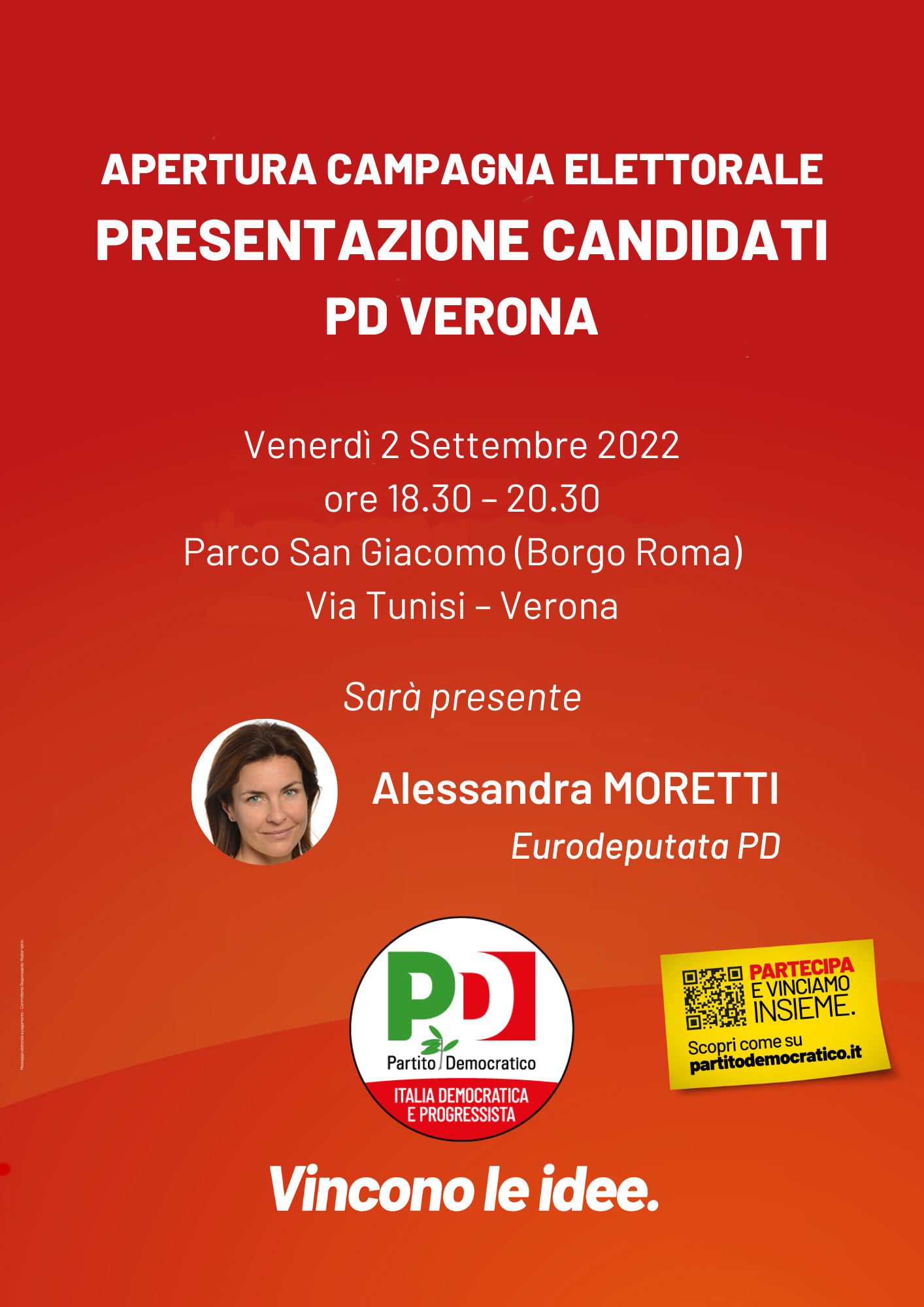 L’Eurodeputata PD Alessandra Moretti sarà presente all’apertura della ...